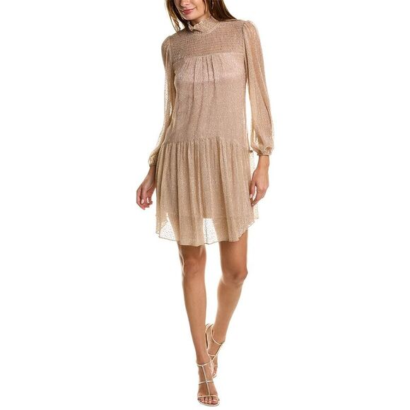 Maison Tara | Dresses | Maison Tara Foiled Crinkle Mesh Mini Dress ...